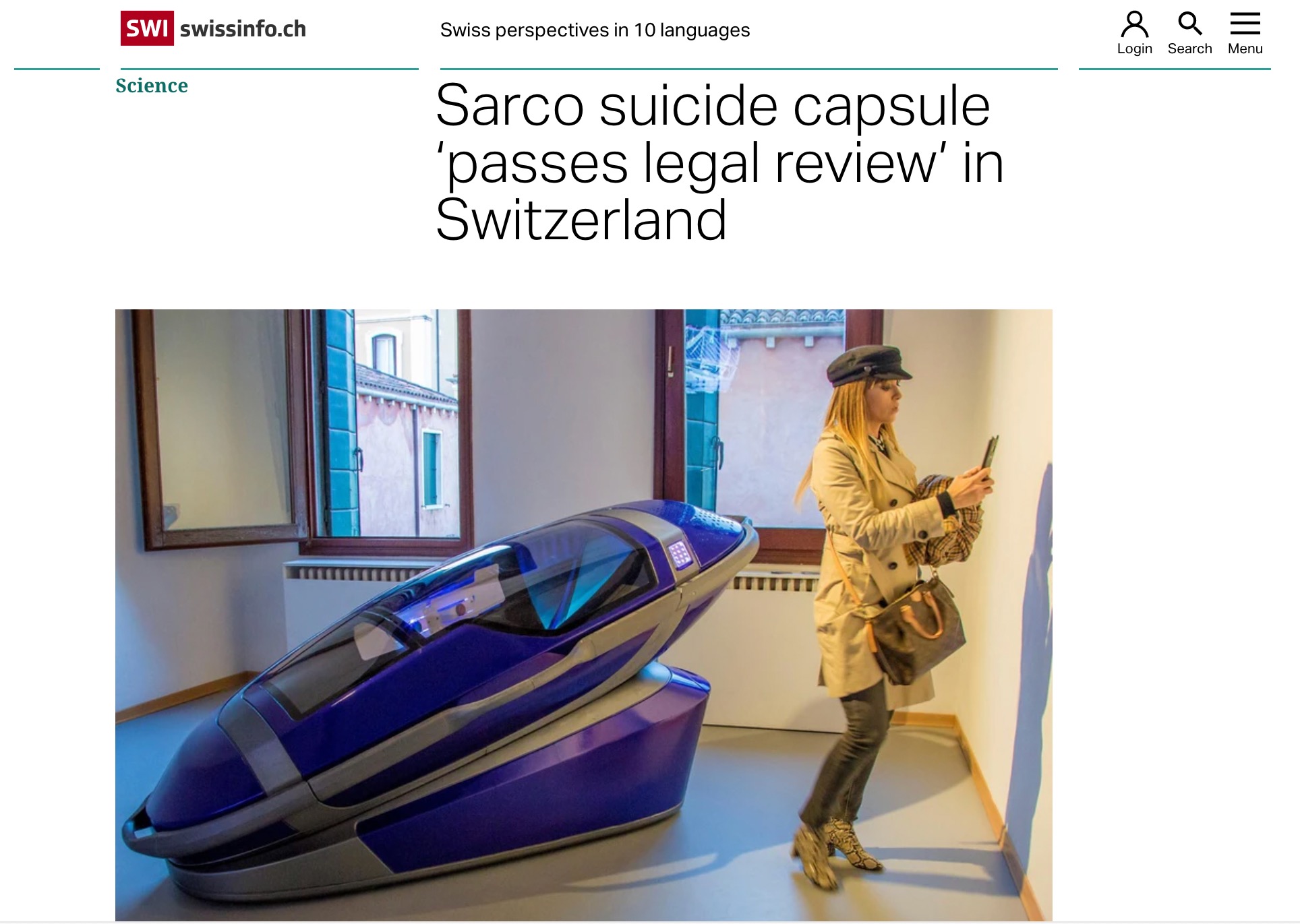 Exit International | Sarco suicide capsule ‘passes legal review’ in ...